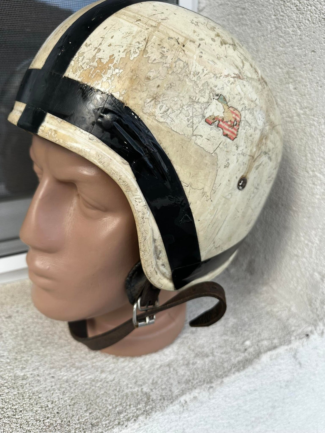 Vintage Rare American Motor Helmet USA Very Old Leather - Etsy