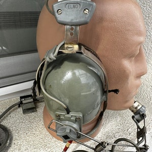 Vintage Military ELNO Old Pilot Headphones Headset Helicopter Aviation ...