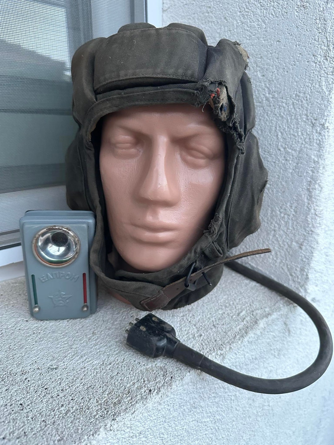 Vintage Military Army Helmet Tankman Tanker Tank Unique Old Flashlight ...