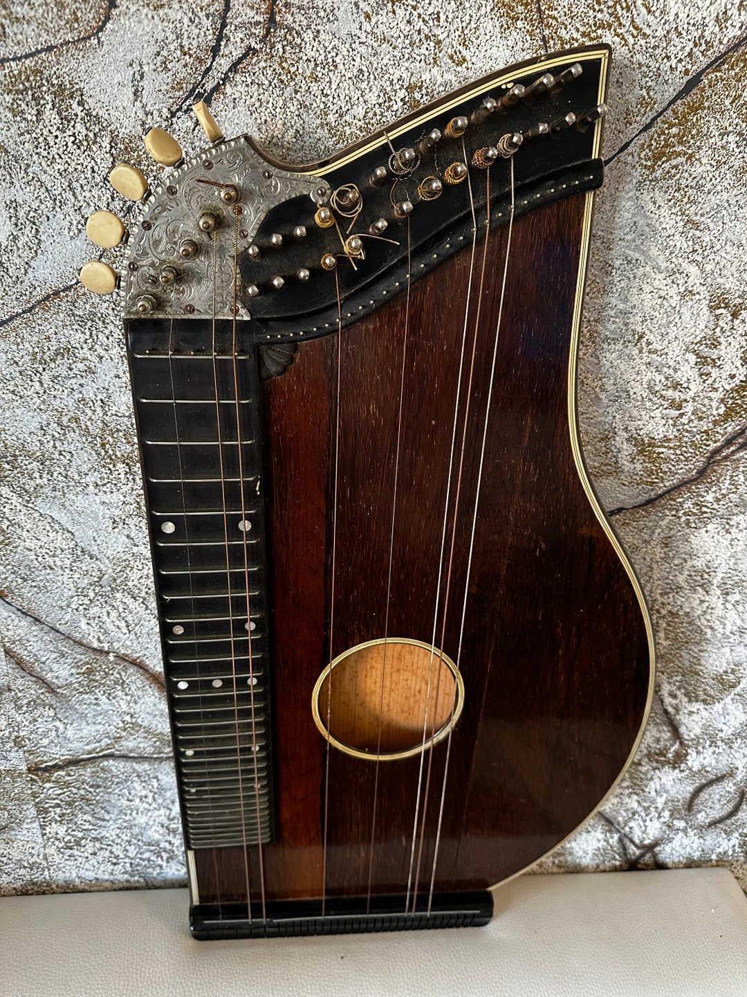 Antique Ancient Unique Zither Musical Instrument Very Rare German 1878 ...