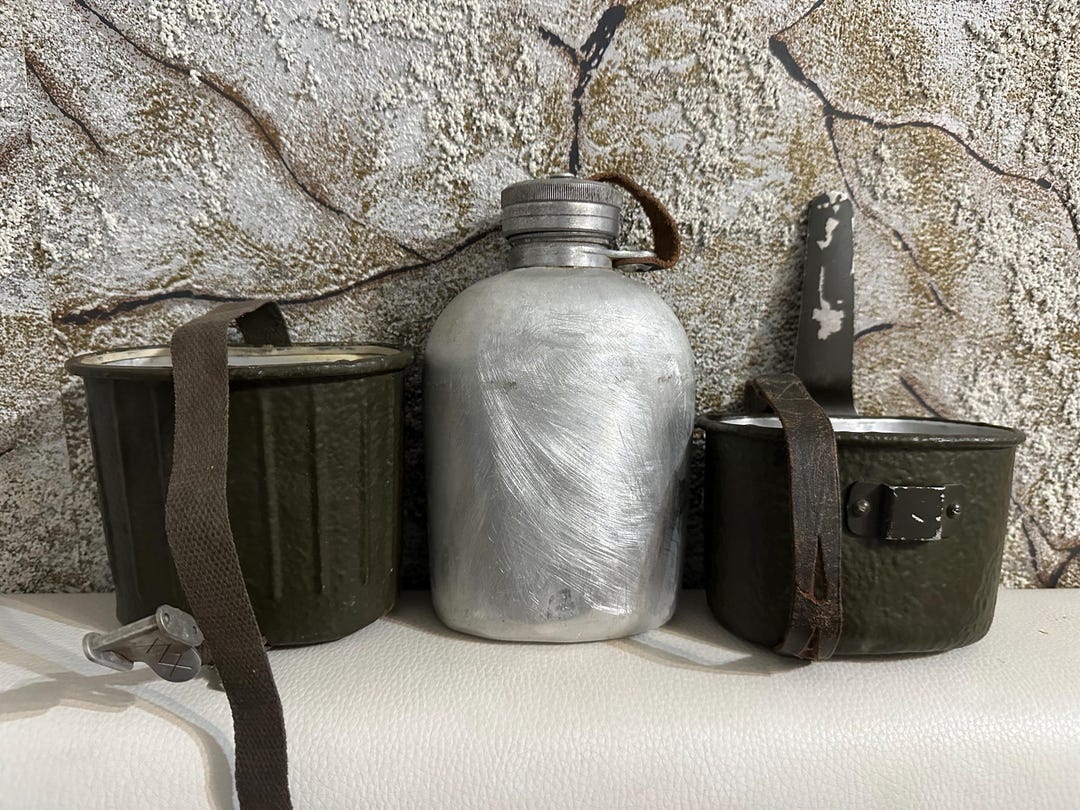 Vintage Military Army Original 1970 Very OLD Water Bottle Kit Combat ...