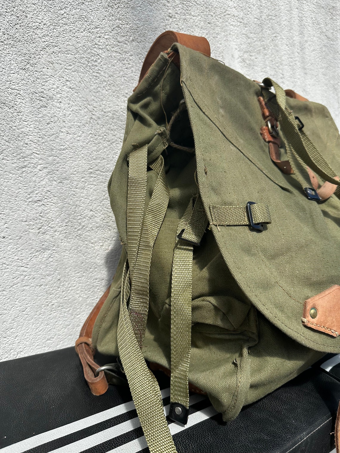 Vintage Military Canvas Army Rucksack Haversack Bag Soldier Equipment ...