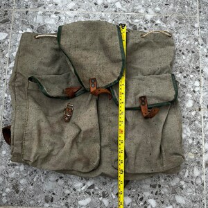 Genuine Military Bag Haversack Backpack Vintage Canvas Army Leather ...