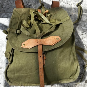 Vintage Military Canvas Army Rucksack Haversack Bag Soldier Equipment ...