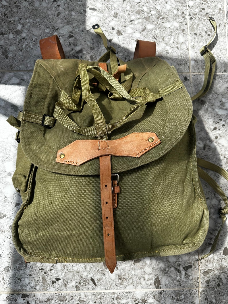 Vintage Military Canvas Army Rucksack Haversack Bag Soldier Equipment ...