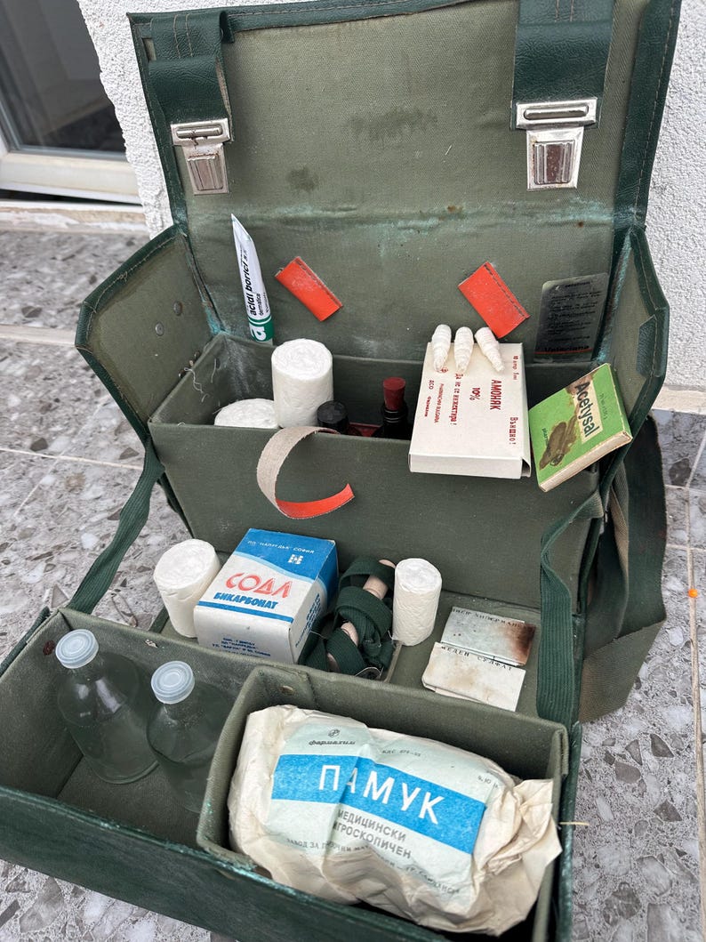 Vintage Military Field Medic First Aid Full Kit Canvas Bag Medical 1940 ...