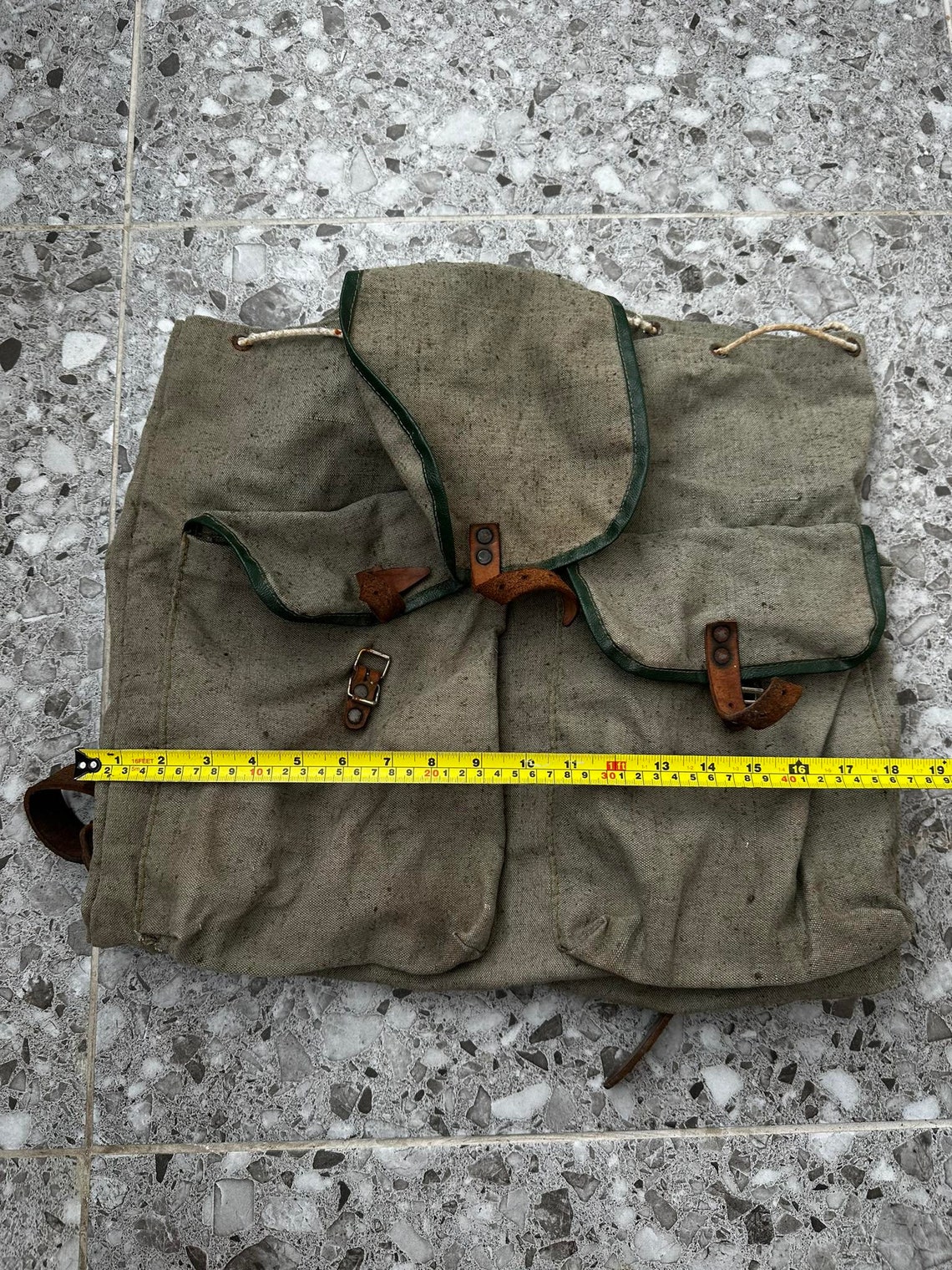 Genuine Military Bag Haversack Backpack Vintage Canvas Army Leather ...