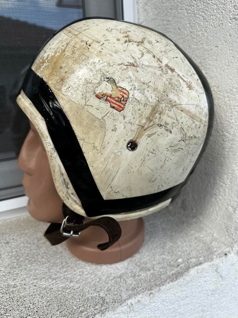Vintage Rare American Motor Helmet USA Very Old Leather - Etsy