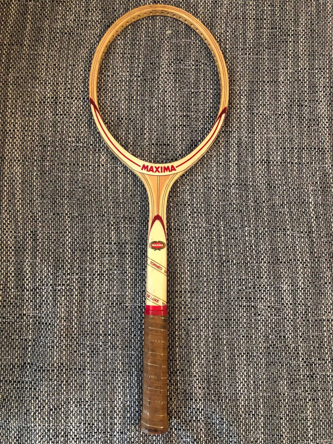 Vintage Wooden Antique Original Tennis Racquet Maxima Torneo De Luxe ...