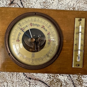 Antique Vintage Rare Gischard Weather Barometer and Thermometer Bronze ...