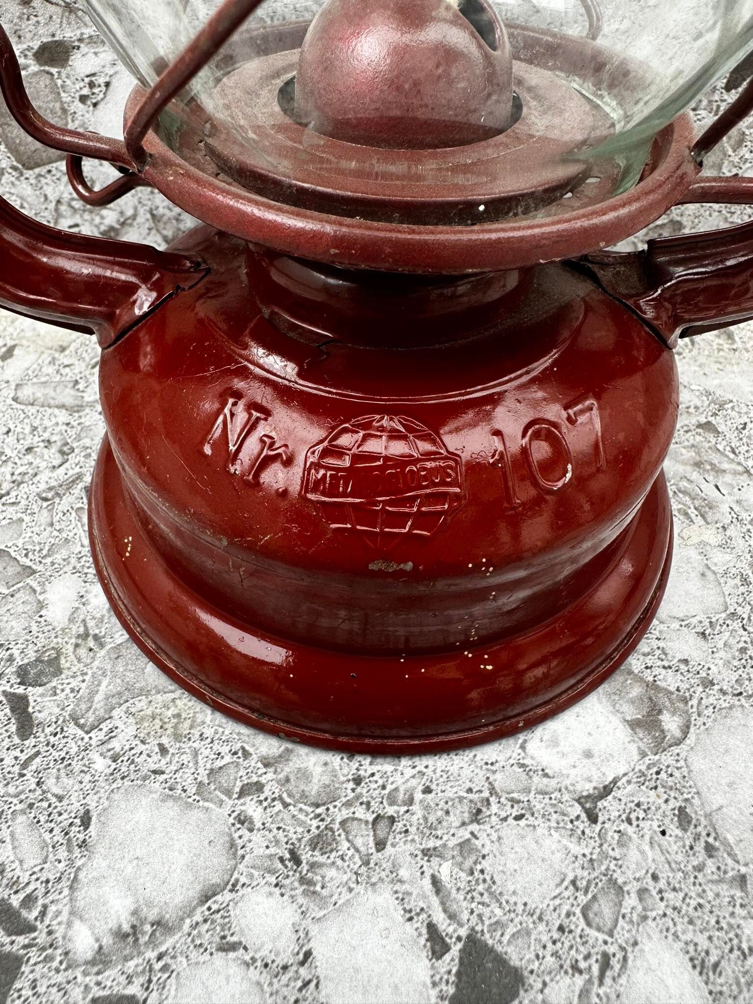 Vintage Fire Engine Kerosene Oil Red Lamp Lantern Metaloglobus 107 ...