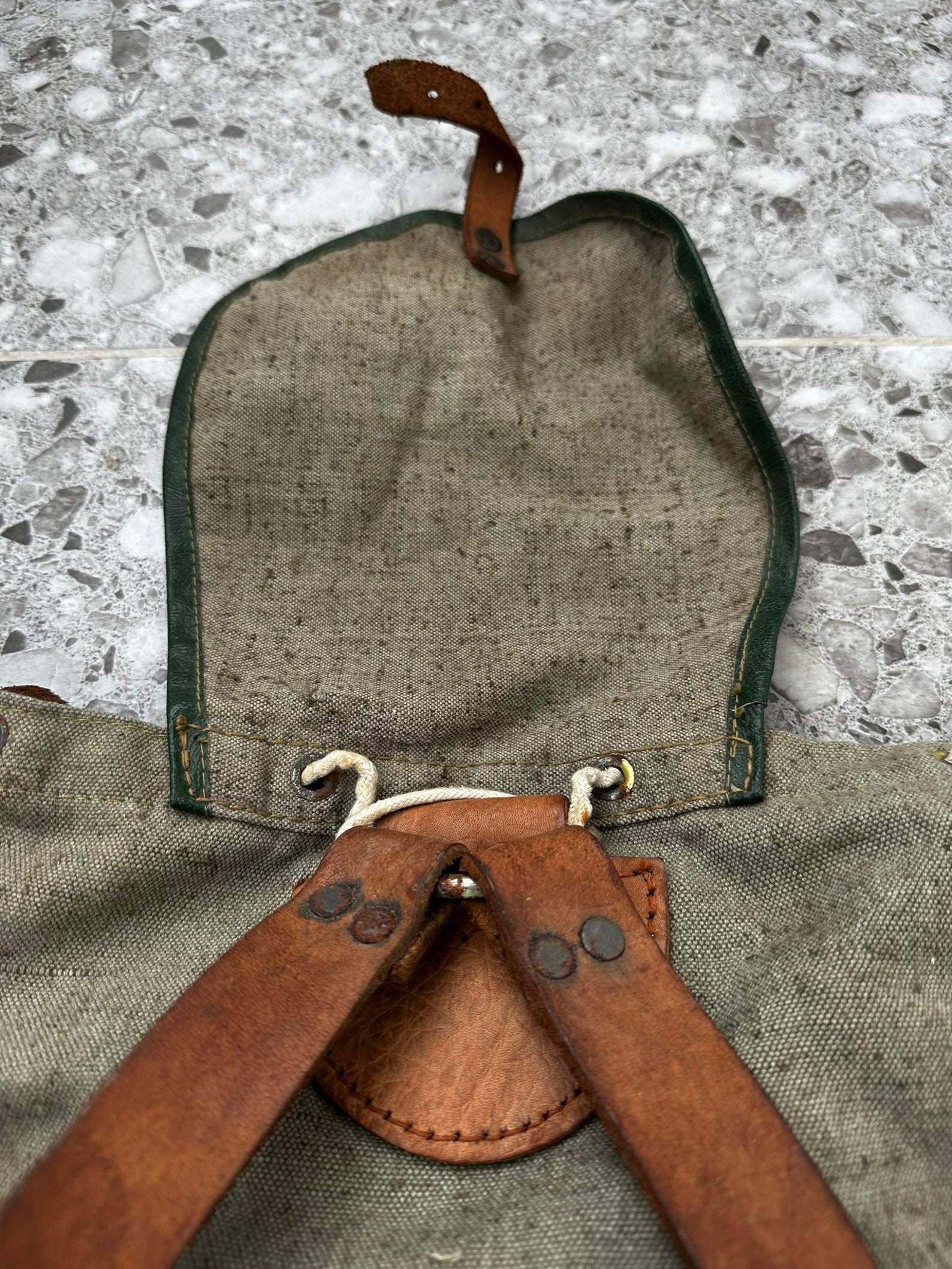 Genuine Military Bag Haversack Backpack Vintage Canvas Army Leather ...