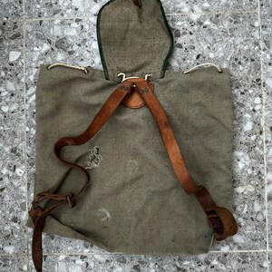Genuine Military Bag Haversack Backpack Vintage Canvas Army Leather ...