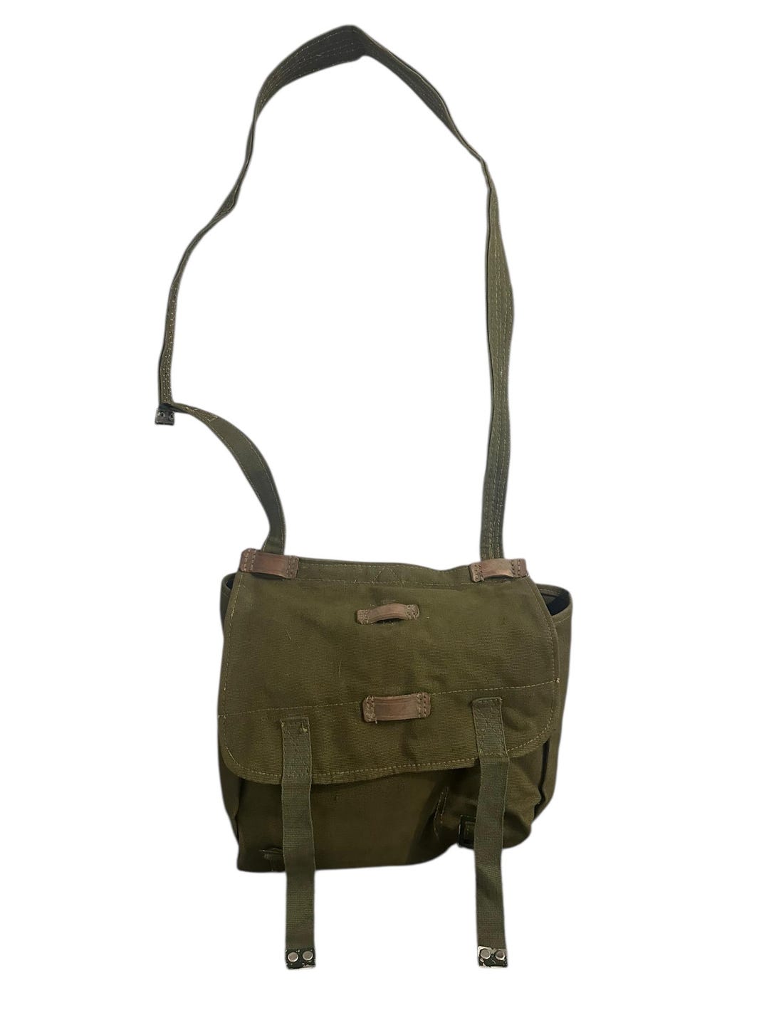 Vintage Genuine Military Romanian Shoulder Bag Haversack Tarpaulin Army ...