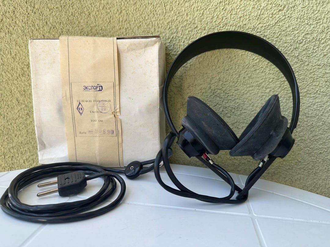 Vintage Unique Military Soldier Tanker Tank Headphones Ta-56m 50 OM ...