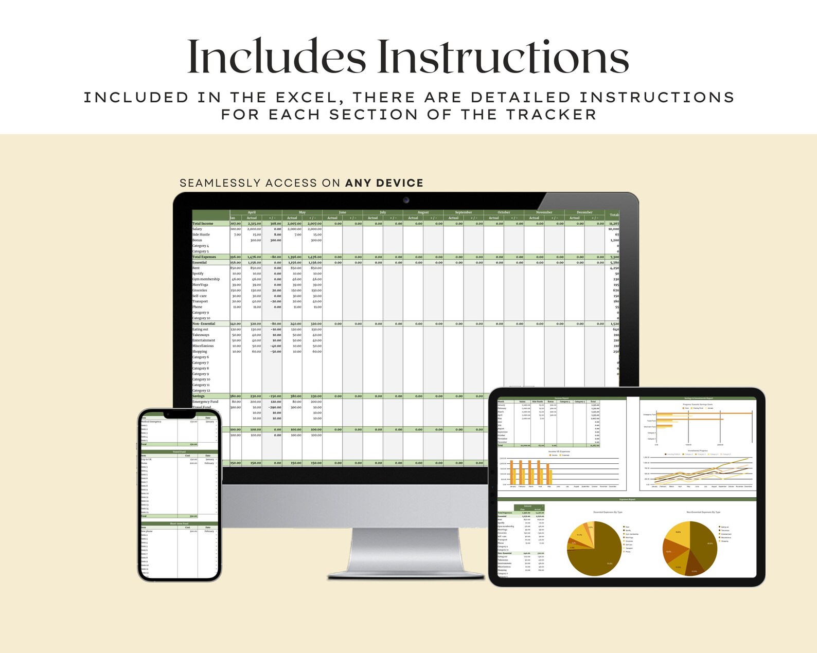 Excel Template Personal Finance Budget Tracker Income, Expense, Savings ...