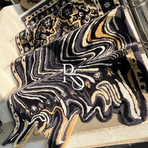 Luxury Black Melting Rug Handmade 100% Wool Area Rug for Dinner Room ...