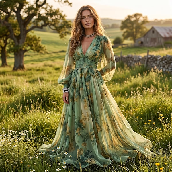 Chiffon Dress - Etsy