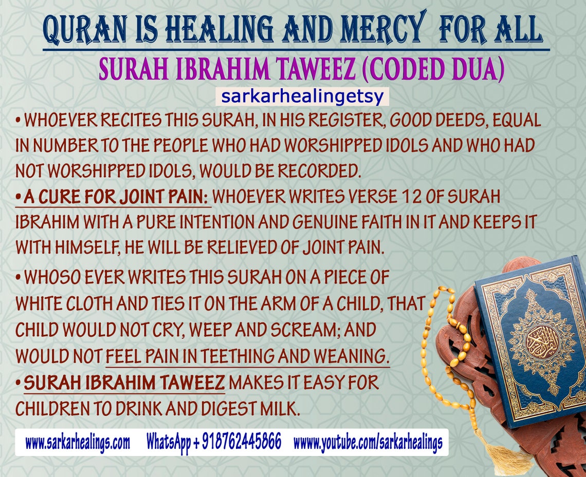 Surah Ibrahim Dua for Pain Taweez for Pain Dua for Pain - Etsy