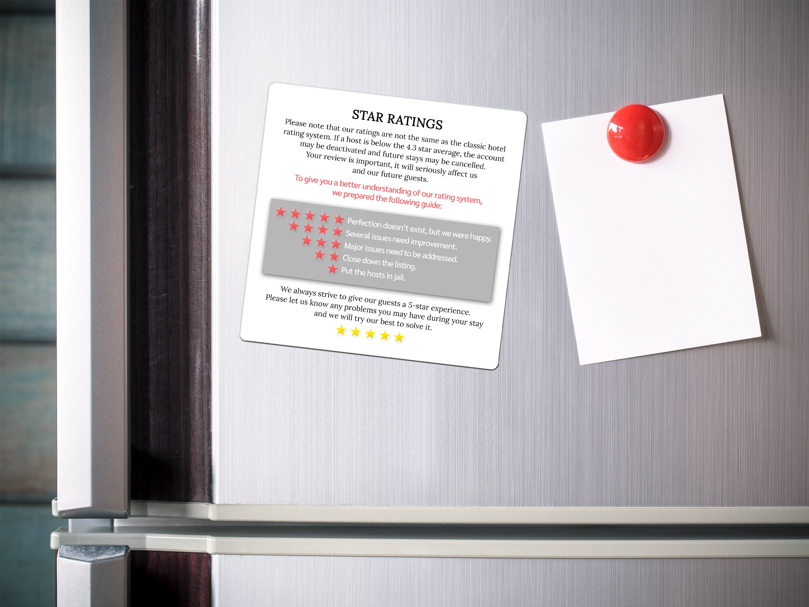 Airbnb Rating Magnet, 5 Star Review Magnet for STR Hosts - Etsy