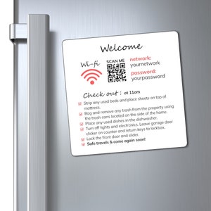 Airbnb Checkout Wifi Magnet, Wifi QR Code & Check Out Instruction for ...