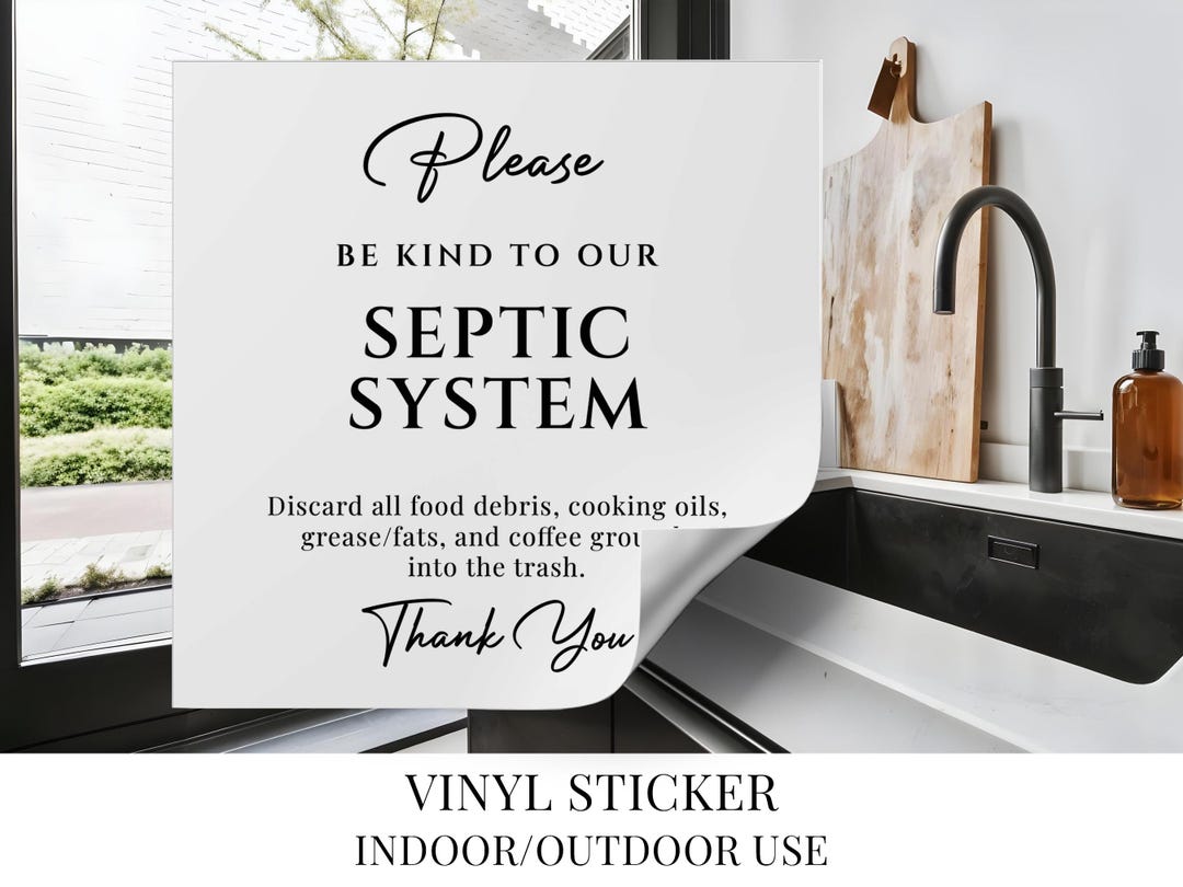Septic System Vinyl Sticker: Airbnb Kitchen Rules Sign, Liquids Only ...
