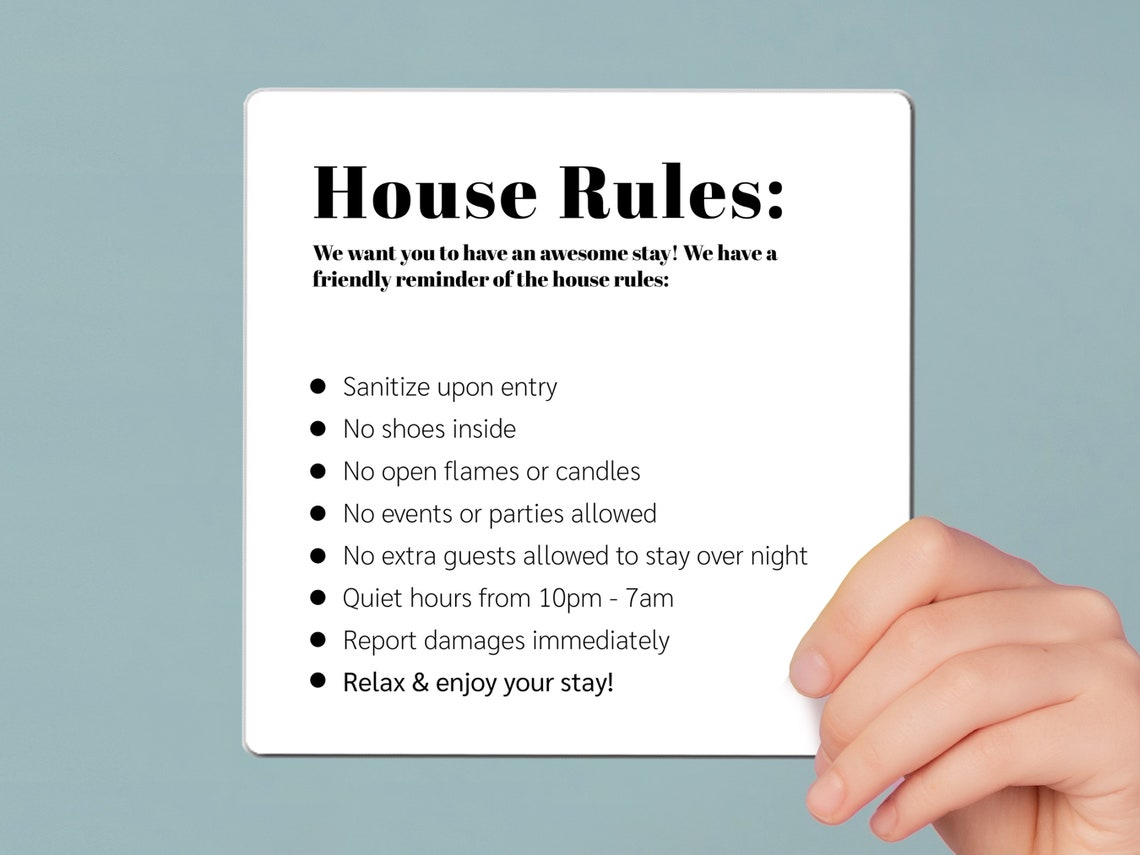 6x 6 Custom House Rules Magnet, Airbnb or VRBO Rental Sign, Editable ...