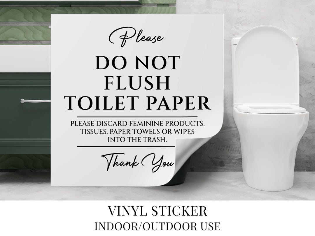Septic Tank Bathroom Sticker, Do Not Flush Only Toilet Paper Decal ...