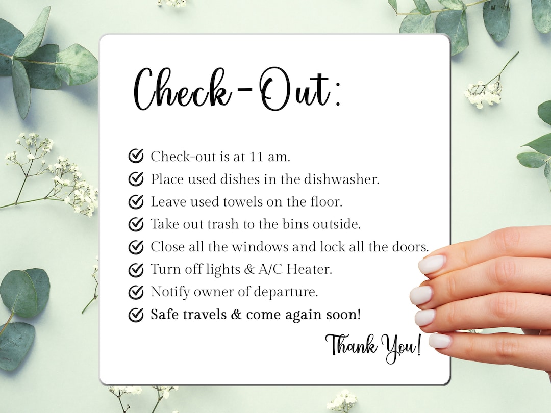 Airbnb Checkout Magnet for STR Hosts, Check-out Sign, Rental Check Out ...