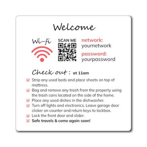 Airbnb Checkout Wifi Magnet, Wifi QR Code & Check Out Instruction for ...