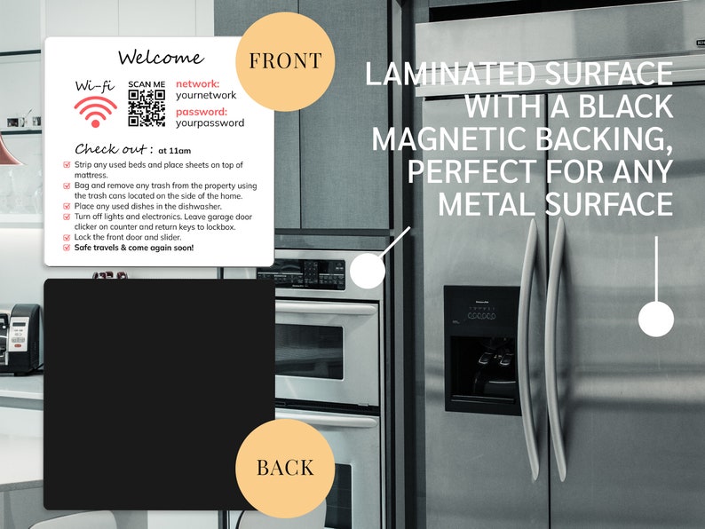 Airbnb Checkout Wifi Magnet, Wifi QR Code & Check Out Instruction for ...