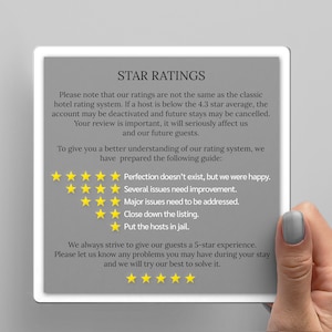 Airbnb Review Magnet, 5 Star Rating Review Magnet for Vacation Rental ...