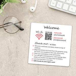 Airbnb Checkout Wifi Magnet, Wifi QR Code & Check Out Instruction for ...