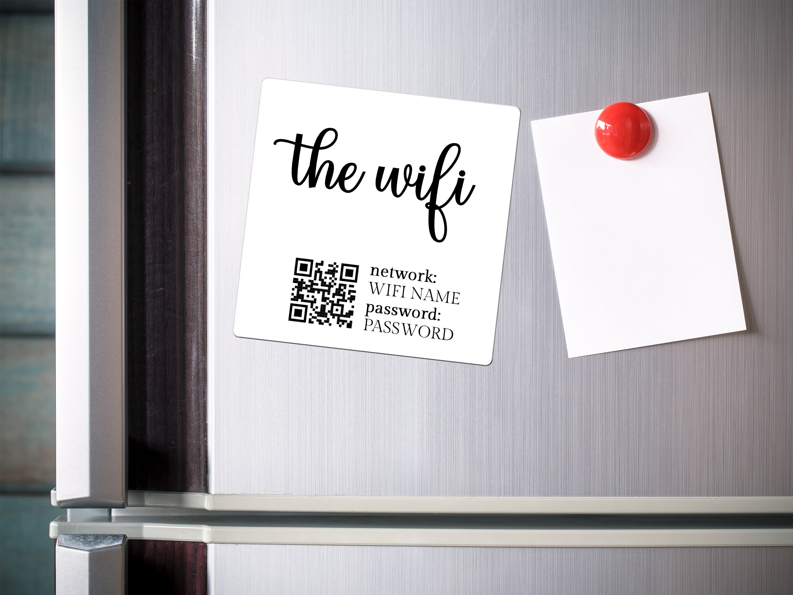 Wifi Sign Magnet, Custom Wifi QR Code Magnet, QR Code Sign for Airbnb ...