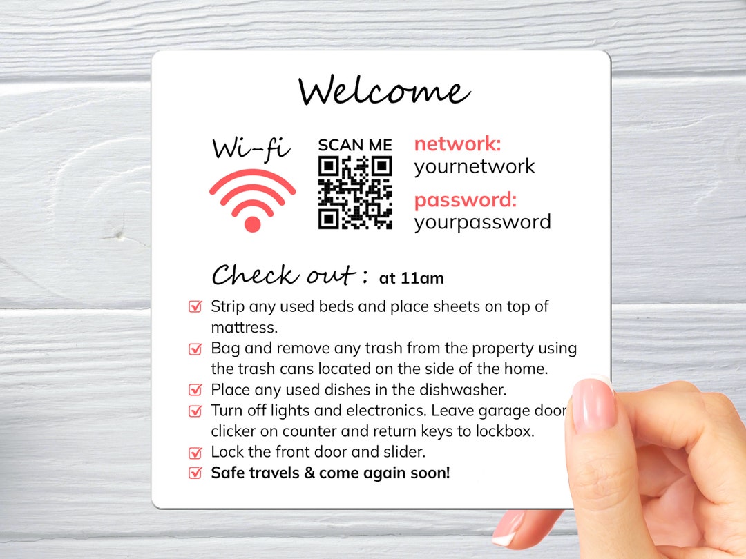 Airbnb Checkout Wifi Magnet, Wifi QR Code & Check Out Instruction for ...