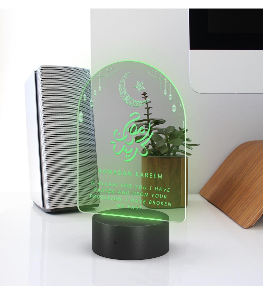 Ramadan Acrylic Plaque With LED Light Base, Ramadan Home Decor, Iftar ...