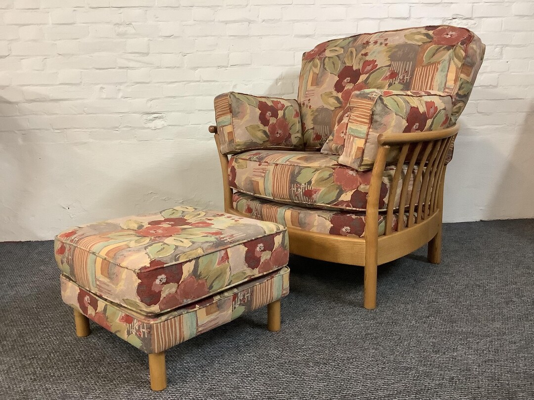 Ercol Renaissance Lounge Chair and Foorstool - Etsy
