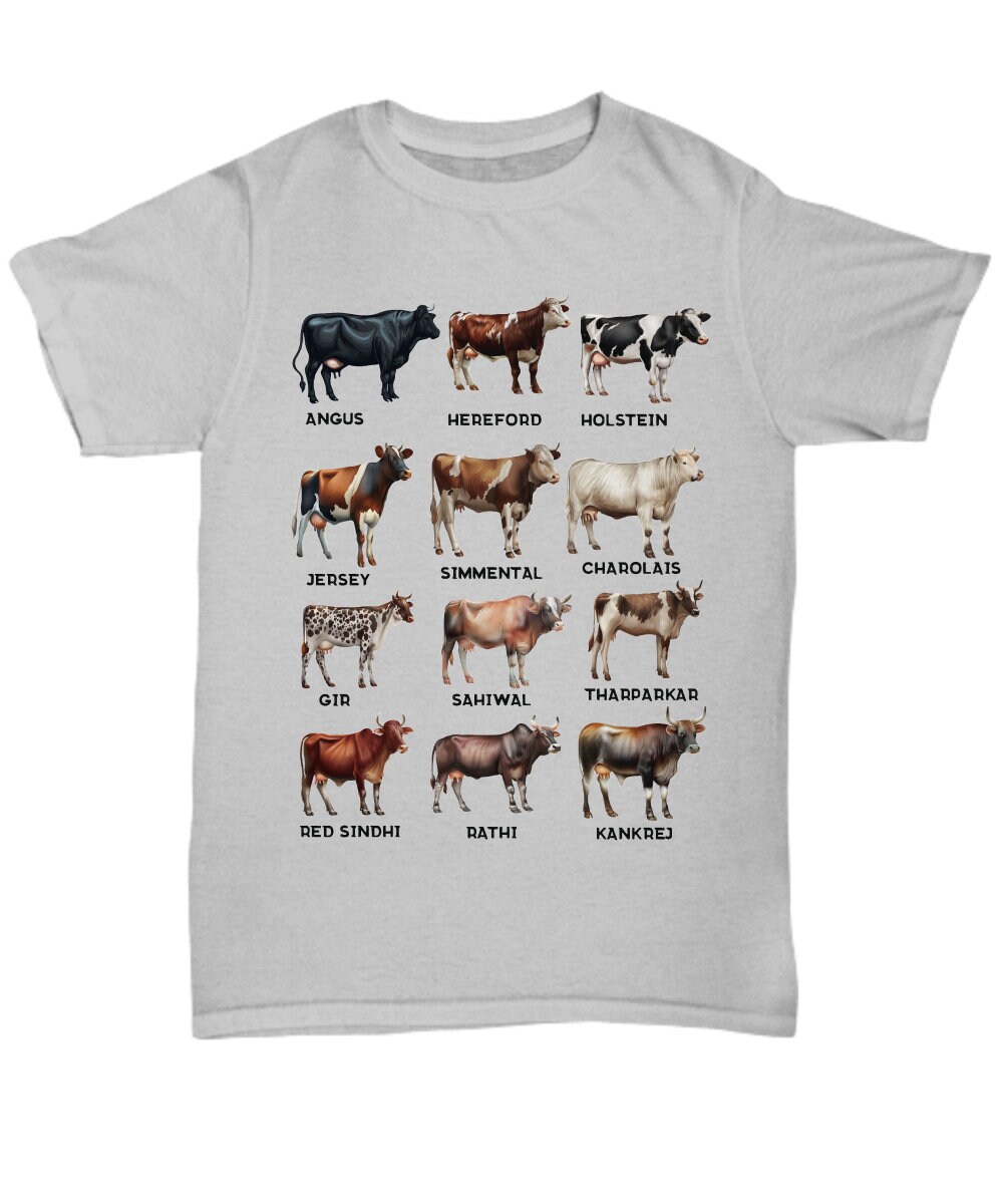 Cow Breeds Shirt Cottage Core Aesthetic Tee Shirt Farm Tee - Etsy