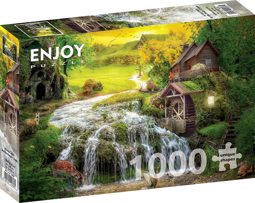 1000 Pieces Jigsaw Puzzle - A Log Cabin by the Magic Creek - Etsy