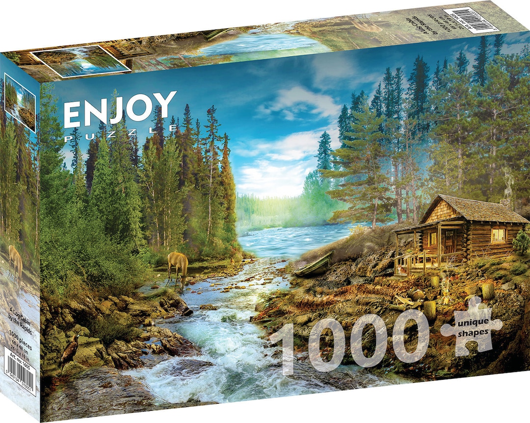 1000 Pieces Jigsaw Puzzle - A Log Cabin by the Rapids - Etsy