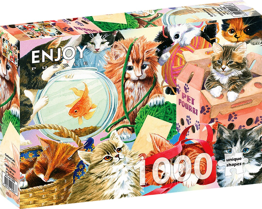 1000 Pieces Jigsaw Puzzle - Curious Cats - Etsy