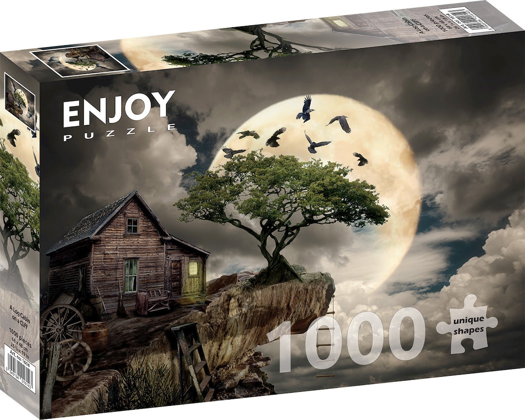 1000 Pieces Jigsaw Puzzle - A Log Cabin on a Cliff - Etsy