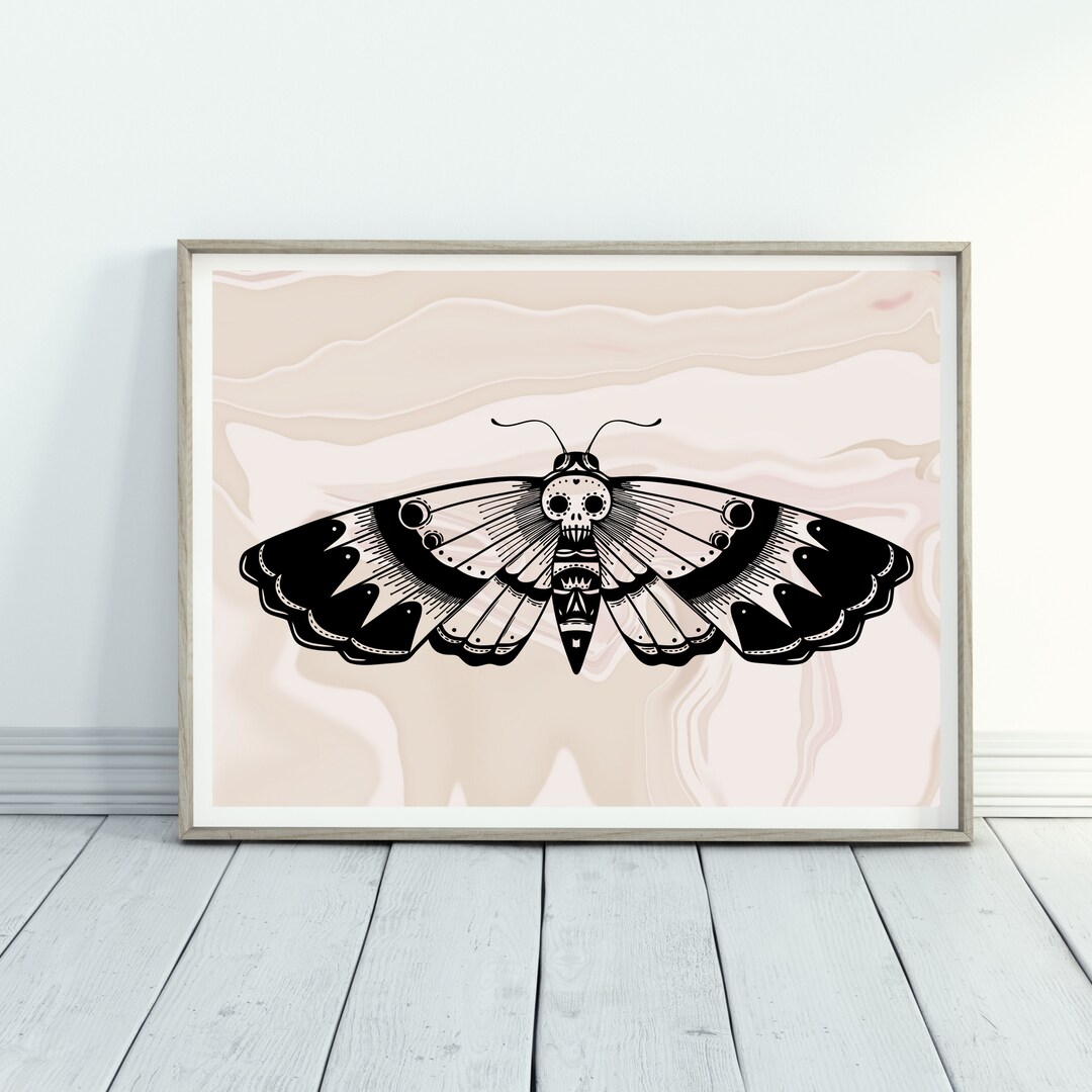Mystical Moth Printable Art, Gothic Art, Printable Wall Art, Witchy ...