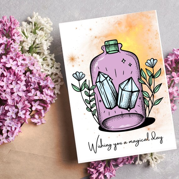 Wishing You a Magical Day Printable Card Witchy Cards Witchy - Etsy