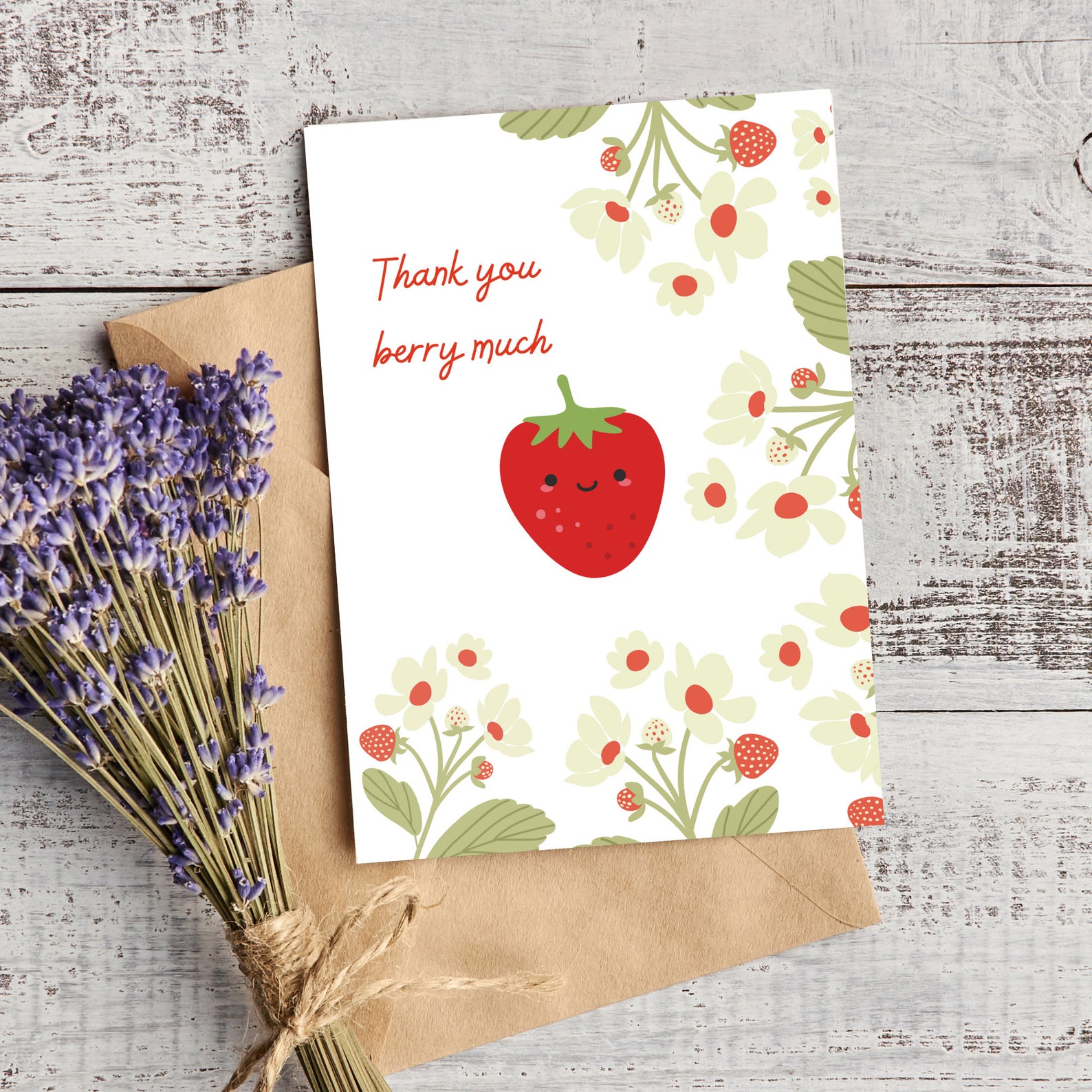 Thank You Berry Much Printable Card, Thank You Cards, Printable Thank ...