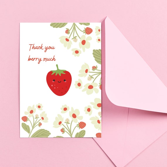 Thank You Berry Much Printable Card Thank You Cards - Etsy