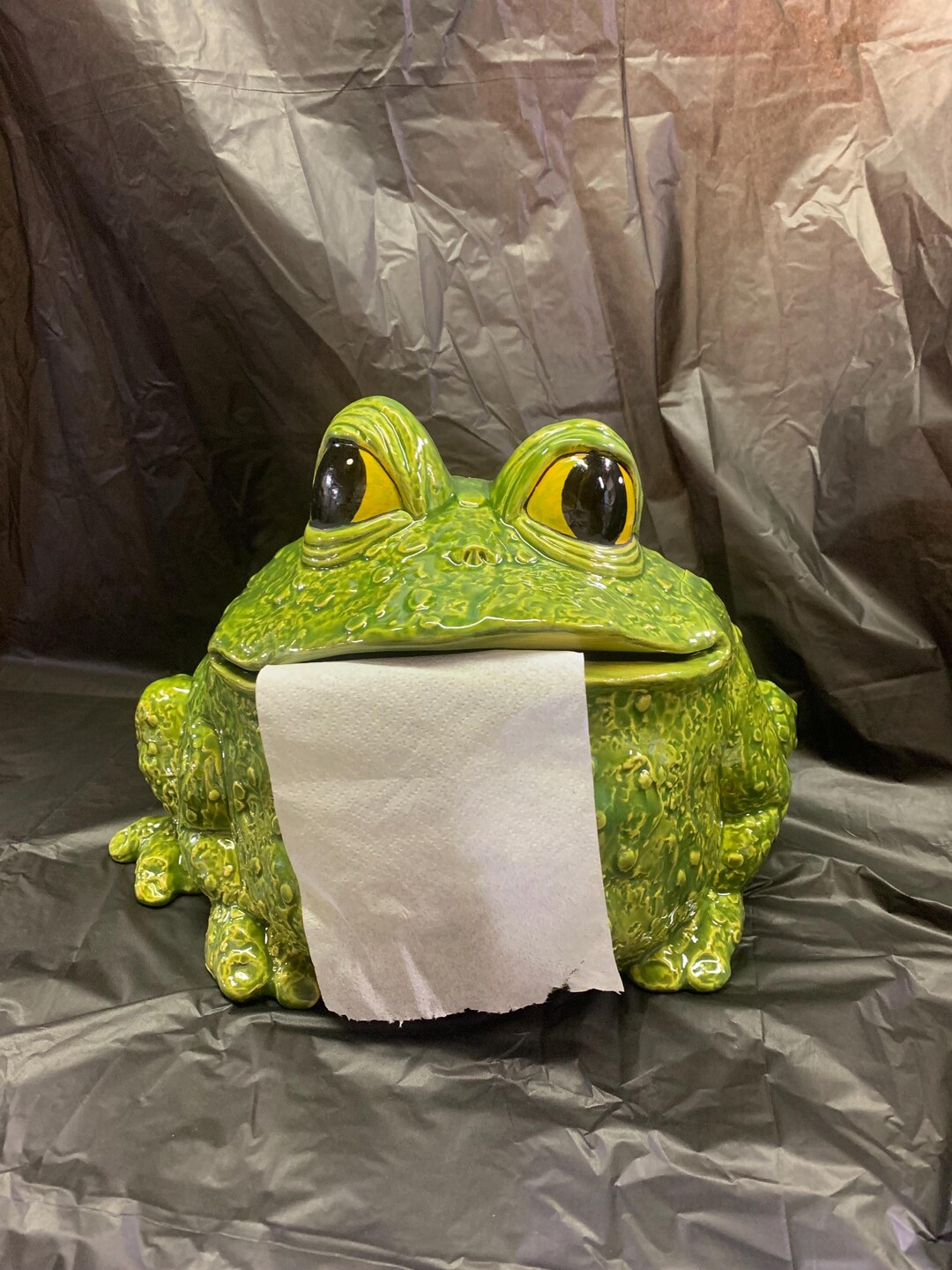 Large Ceramic Frog Toilet Paper Dispenser - Etsy