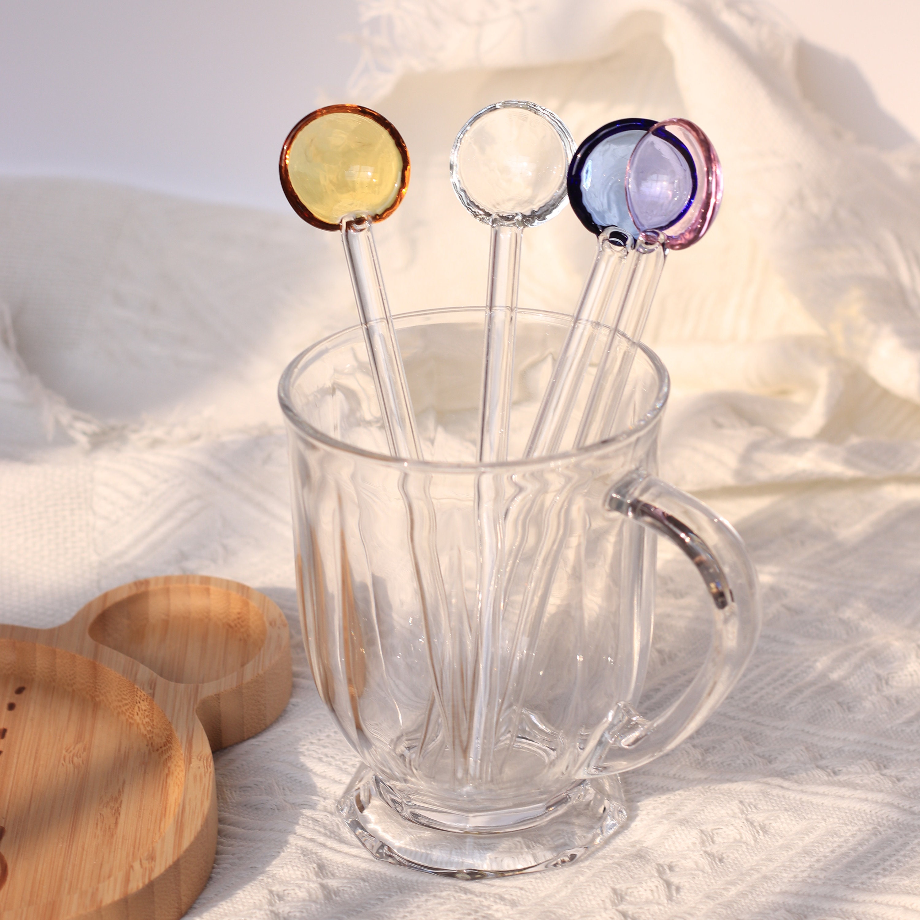 Set of 4 Handmade Glass Stirring Sticks /drink Stirrers/glass Swizzle ...