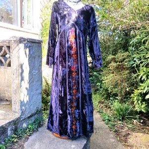 90's Pagan Ritual Velvet Maxi Dress .hippy Kaftan. Crushed Deep Purple ...