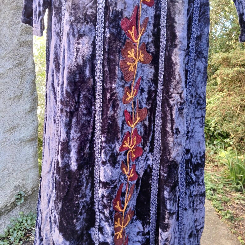 90's Pagan Ritual Velvet Maxi Dress .hippy Kaftan. Crushed Deep Purple ...